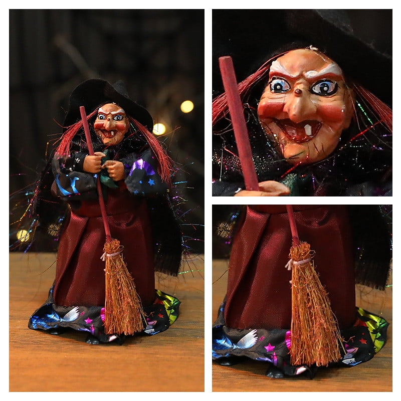Cheapark Spooky Witch Broom Pendant - Halloween Hanging Ghost House ...