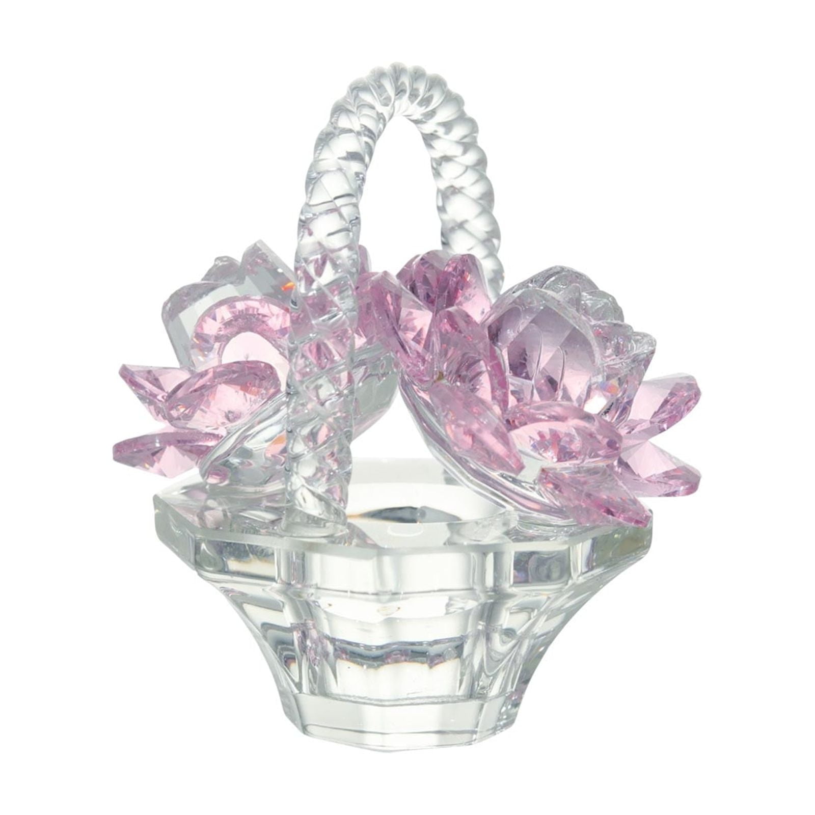 Cheapark Valentine's Day Crystal Rose Basket Ornament Sparkling Decor ...