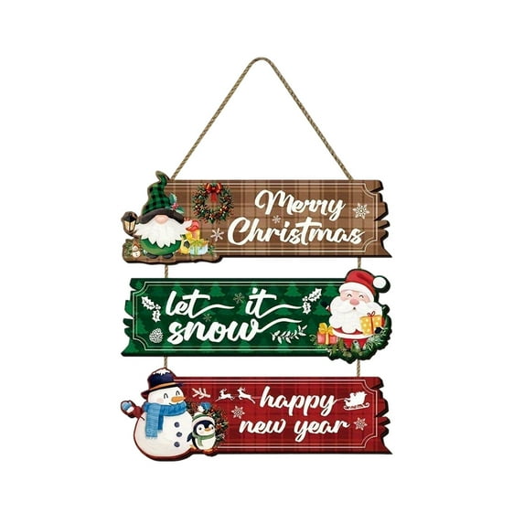 Cheapark Wooden Christmas Door Plate Hanging Ornament - Festive ...