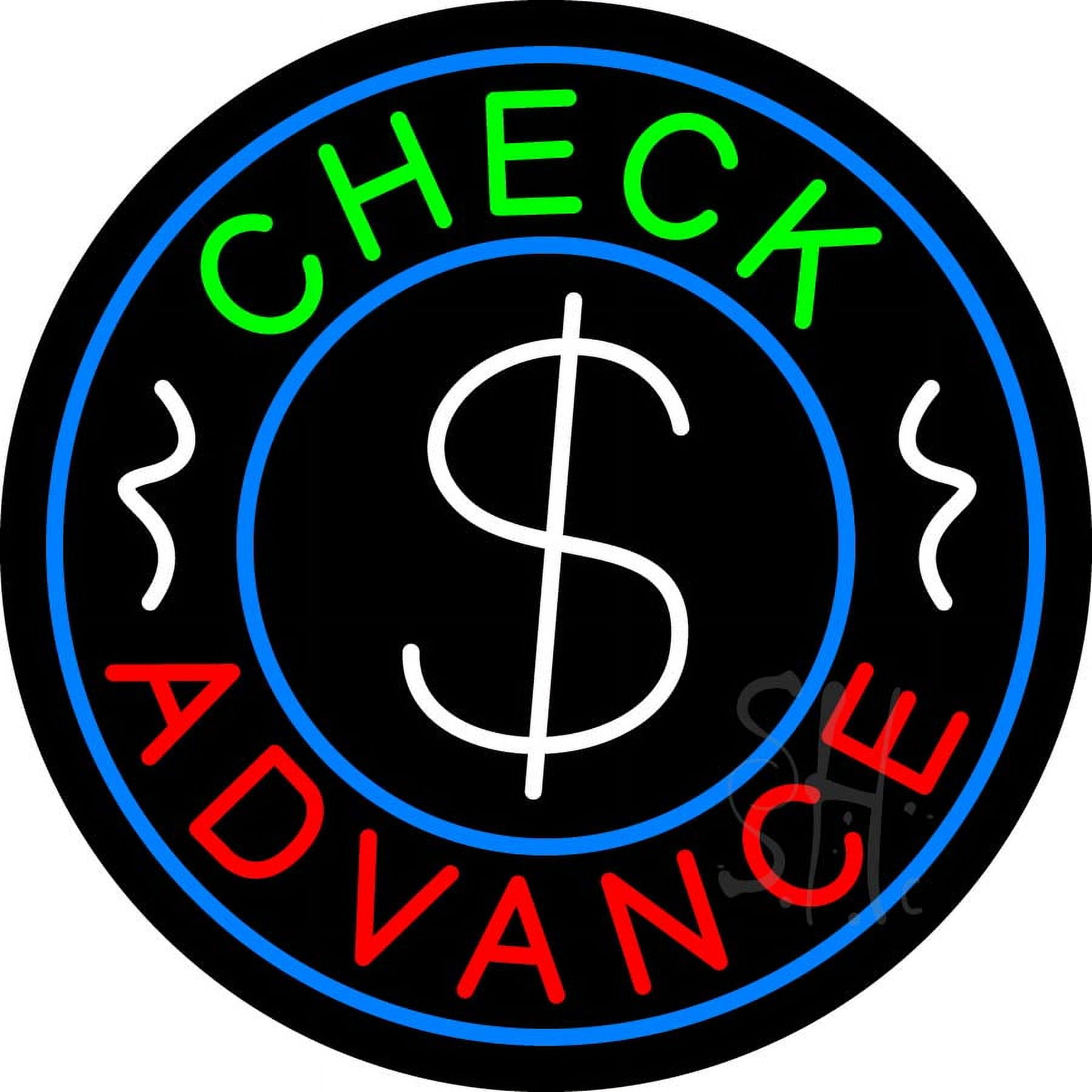 Check Advance LED Neon Sign 18 x 18 - inches, Black Square Cut Acrylic ...