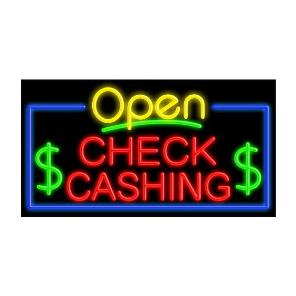 Check Cashing Glass Neon Sign 37"L x 20"H #15656 - Walmart.com