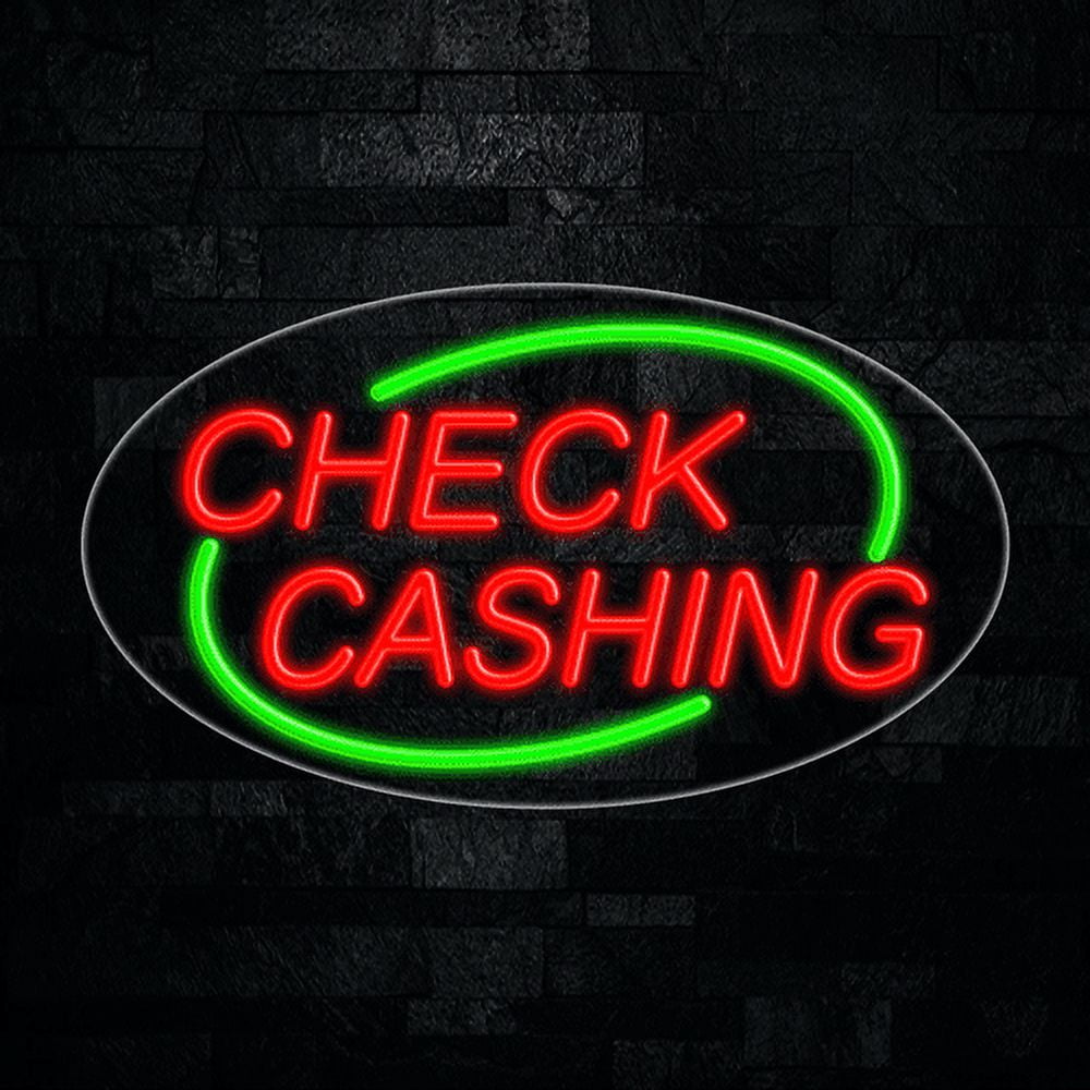 Check Cashing LED Neon Sign 28"L x 16"H #34577 - Walmart.com