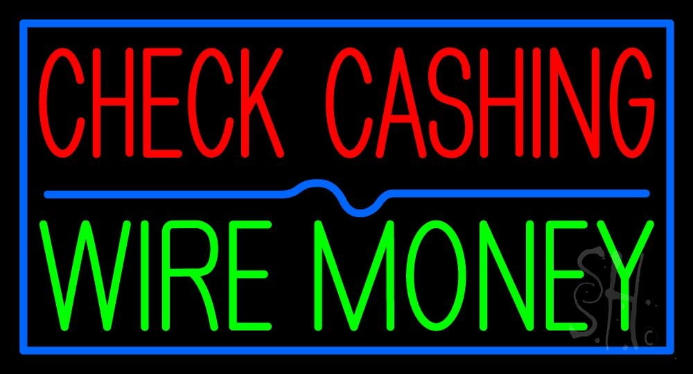 Check Cashing Wire Money LED Neon Sign 13 x 24 - inches, Black Square ...