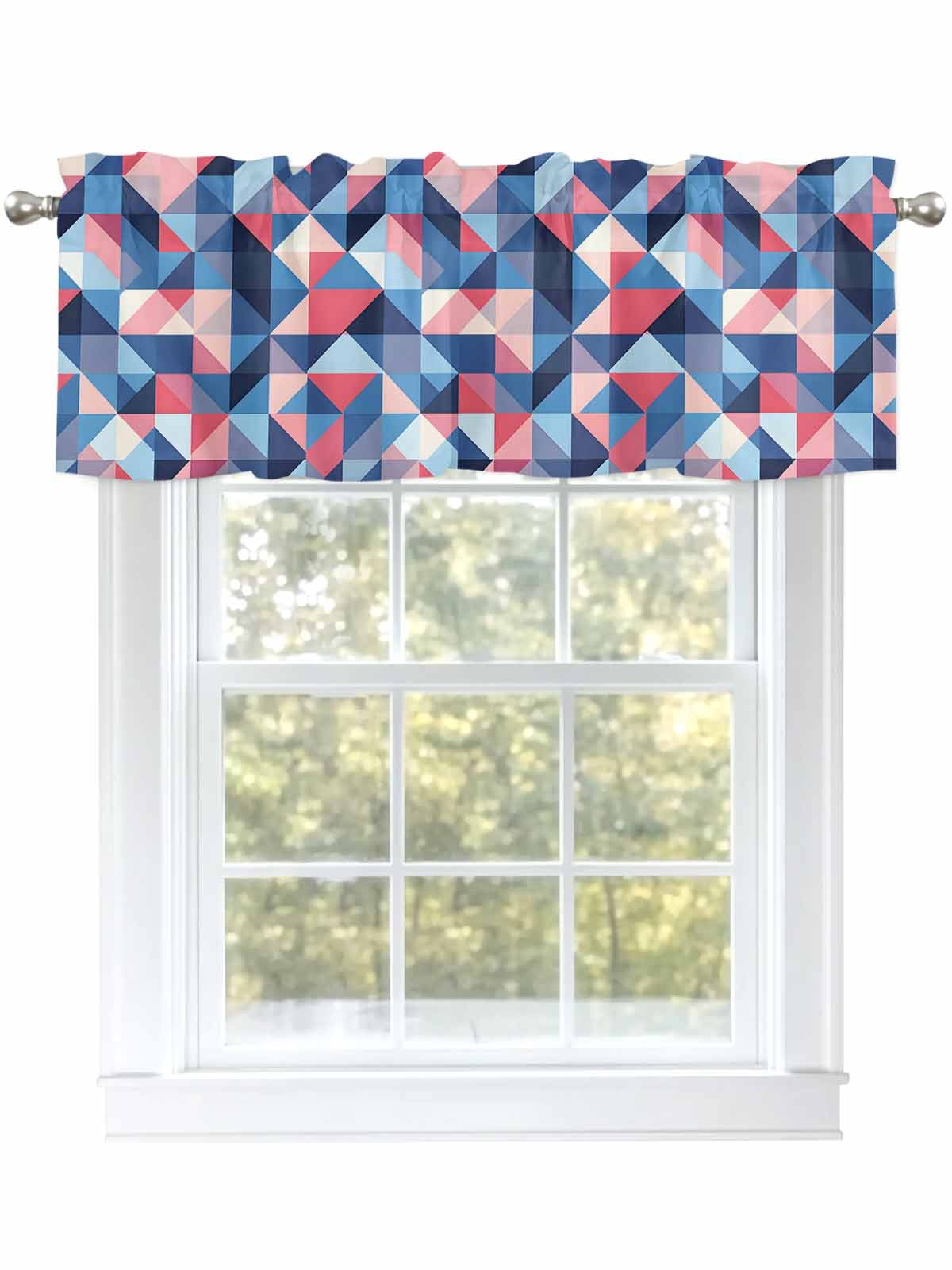 Check Color Block Valances for Windows, Rod Pocket Kitchen Valance ...