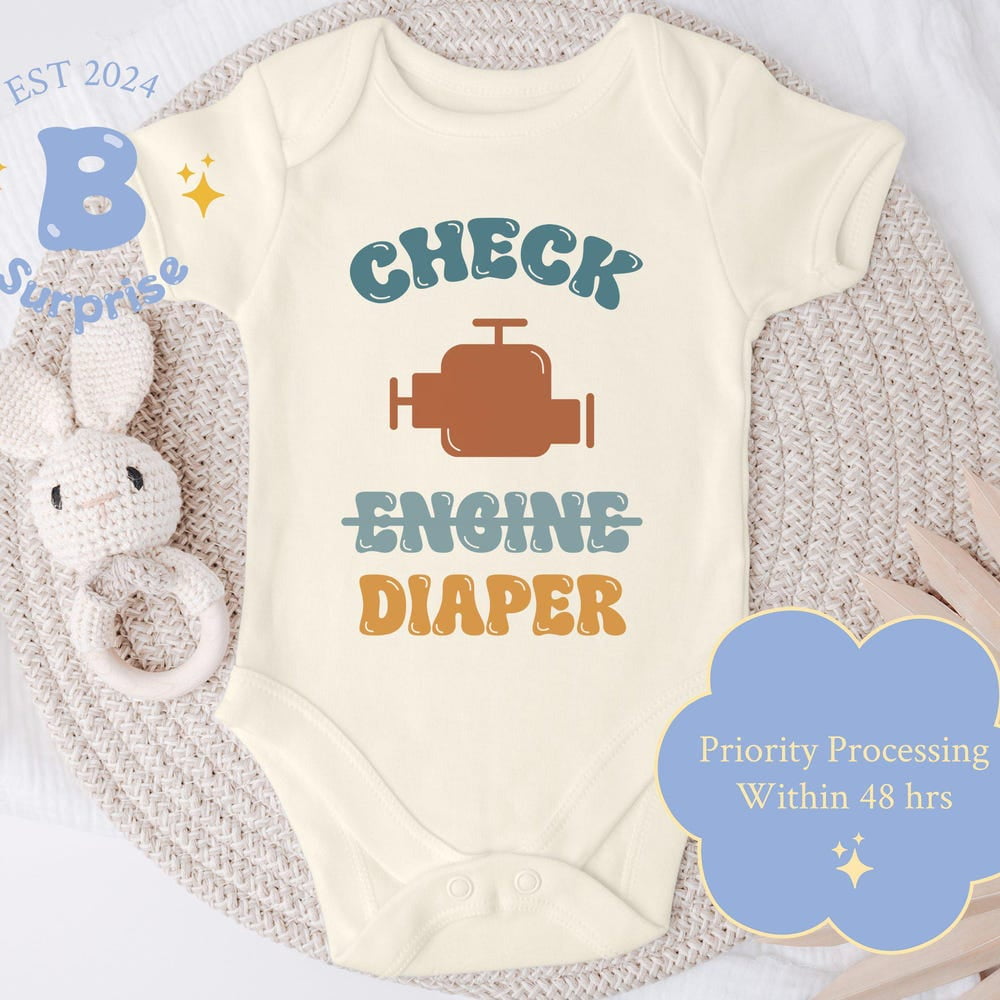 Check Engine Diaper Boy Onesie, Baby Boy Bodysuit, Funny Baby Outfit ...