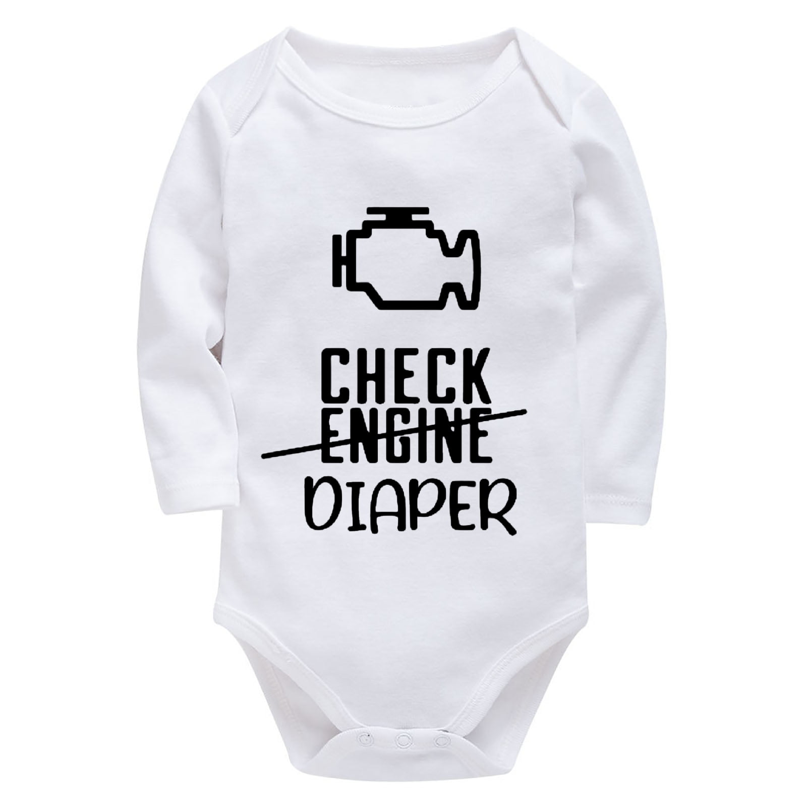 Check Engine Diaper One-piece Outfit for Baby Bodysuit Long Sleeve Baby ...
