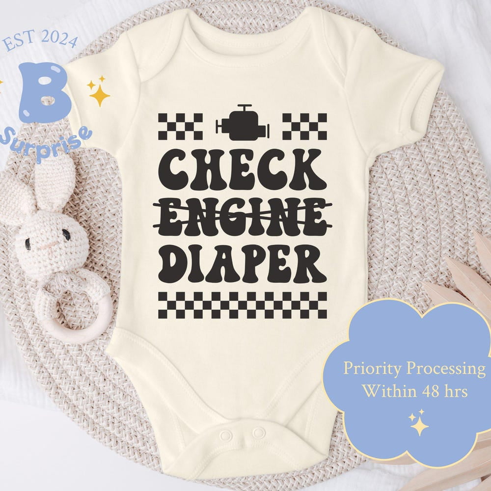 Check Engine Diaper Onesie, Funny Baby Bodysuit, Car Theme Infant ...