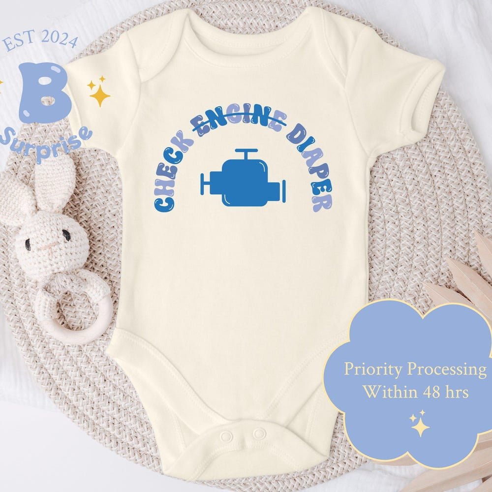 Check Engine Diaper Onesie, Funny Car Theme Baby Boy Bodysuit, Cute ...