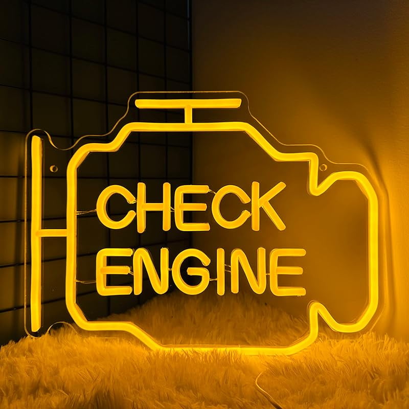 Check Engine Light Neon Signs for Wall Decor, LED Garage Neon Signs ...