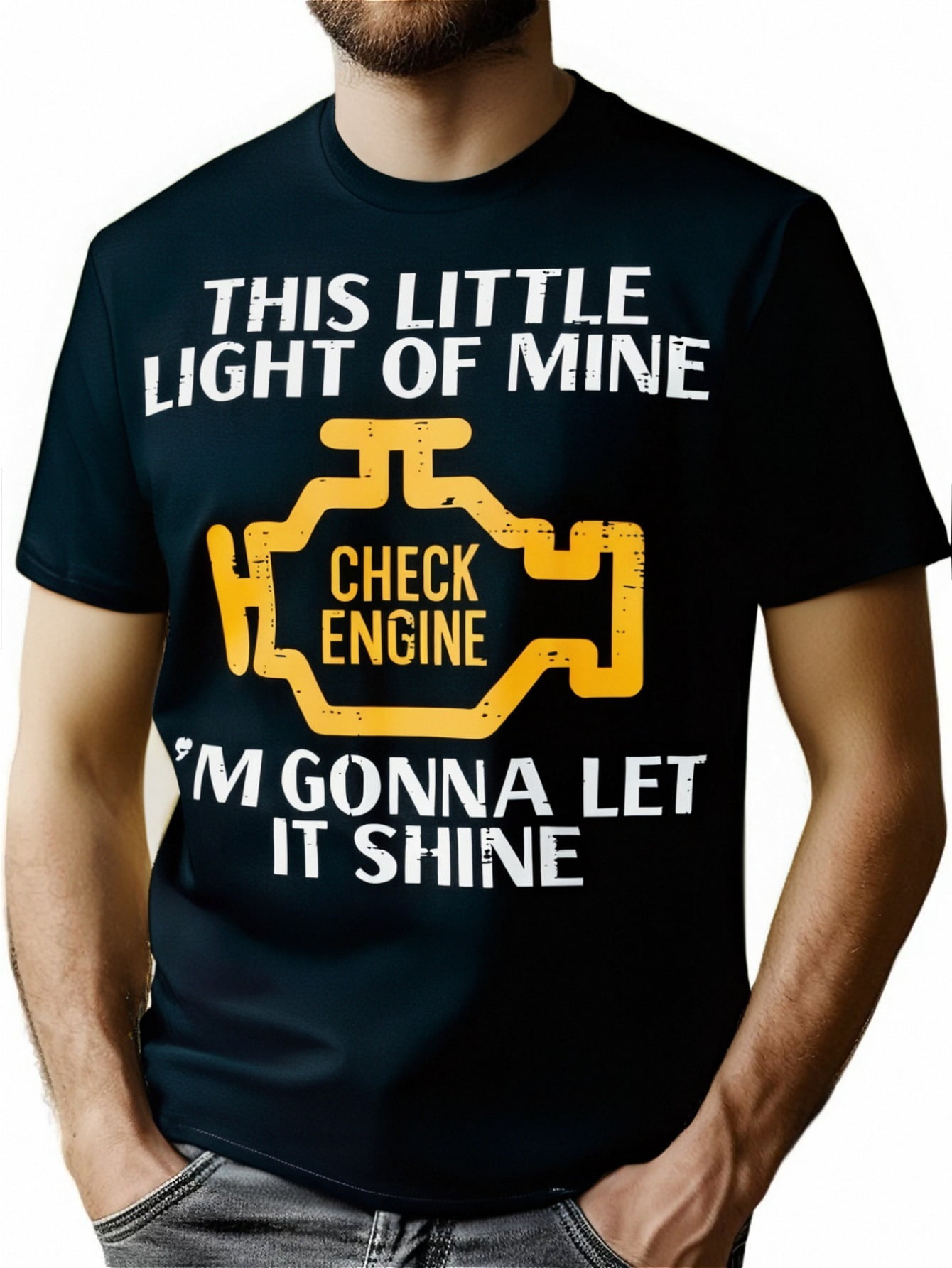 [Check Engine Light T-Shirt] Funny Car Auto Mechanic Garage Men T-Shirt - 220g Check Engine ...