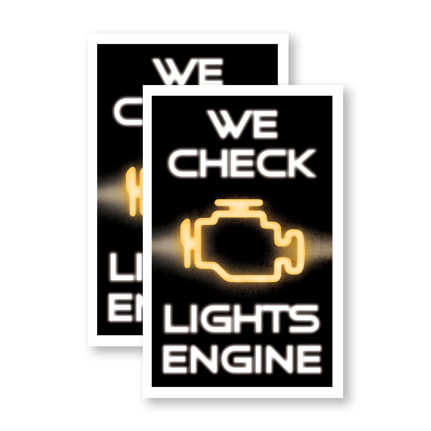 We Check Engine Lights (2-Pack) 24 Inch x 36 Inch Vinyl Decals | Sign ...