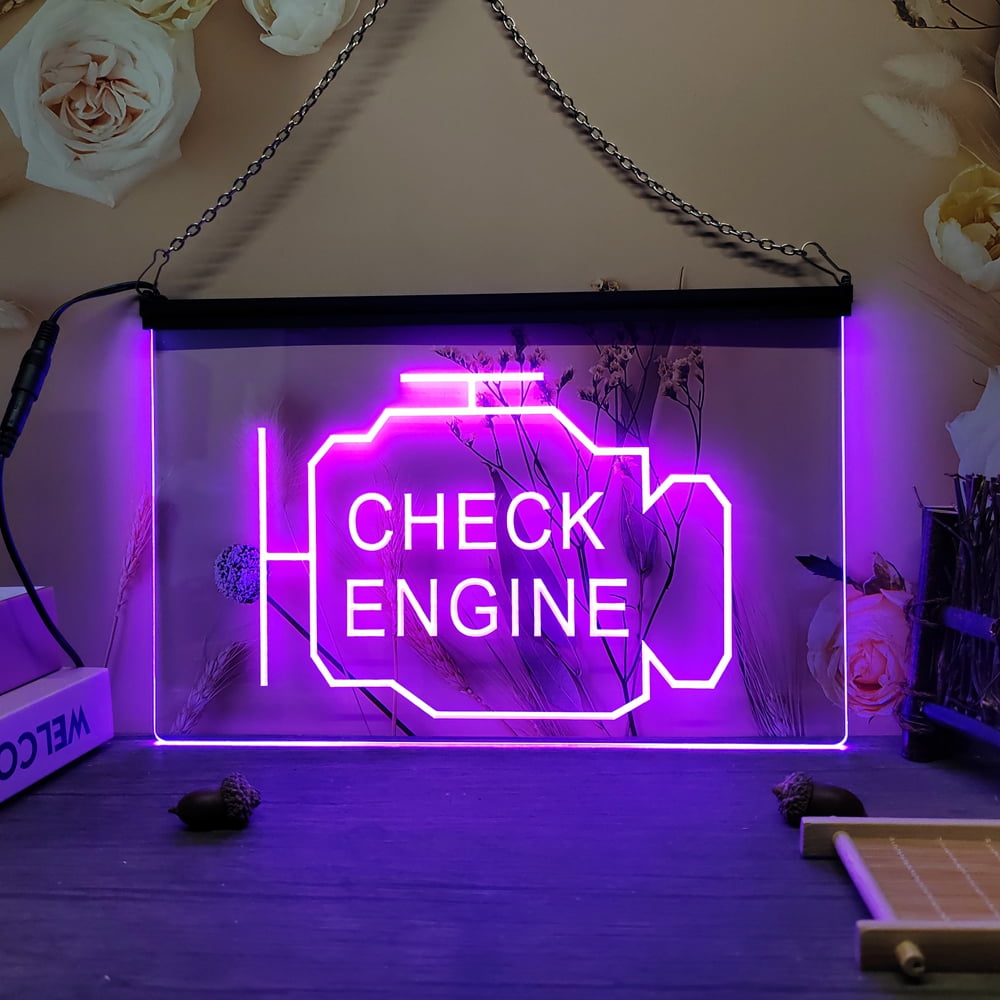Check Engine Vintage LED Neon Sign-Posters,3DCarving,Wall,Home,Room ...
