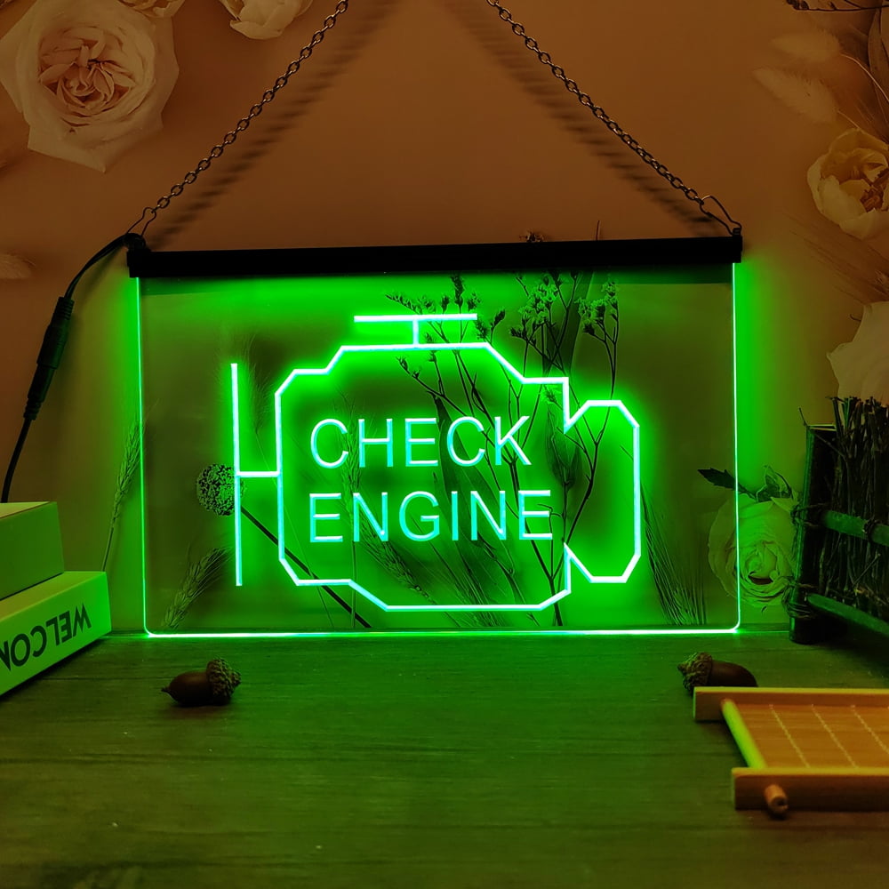 Check Engine Vintage LED Neon Sign-Posters,3DCarving,Wall,Home,Room ...