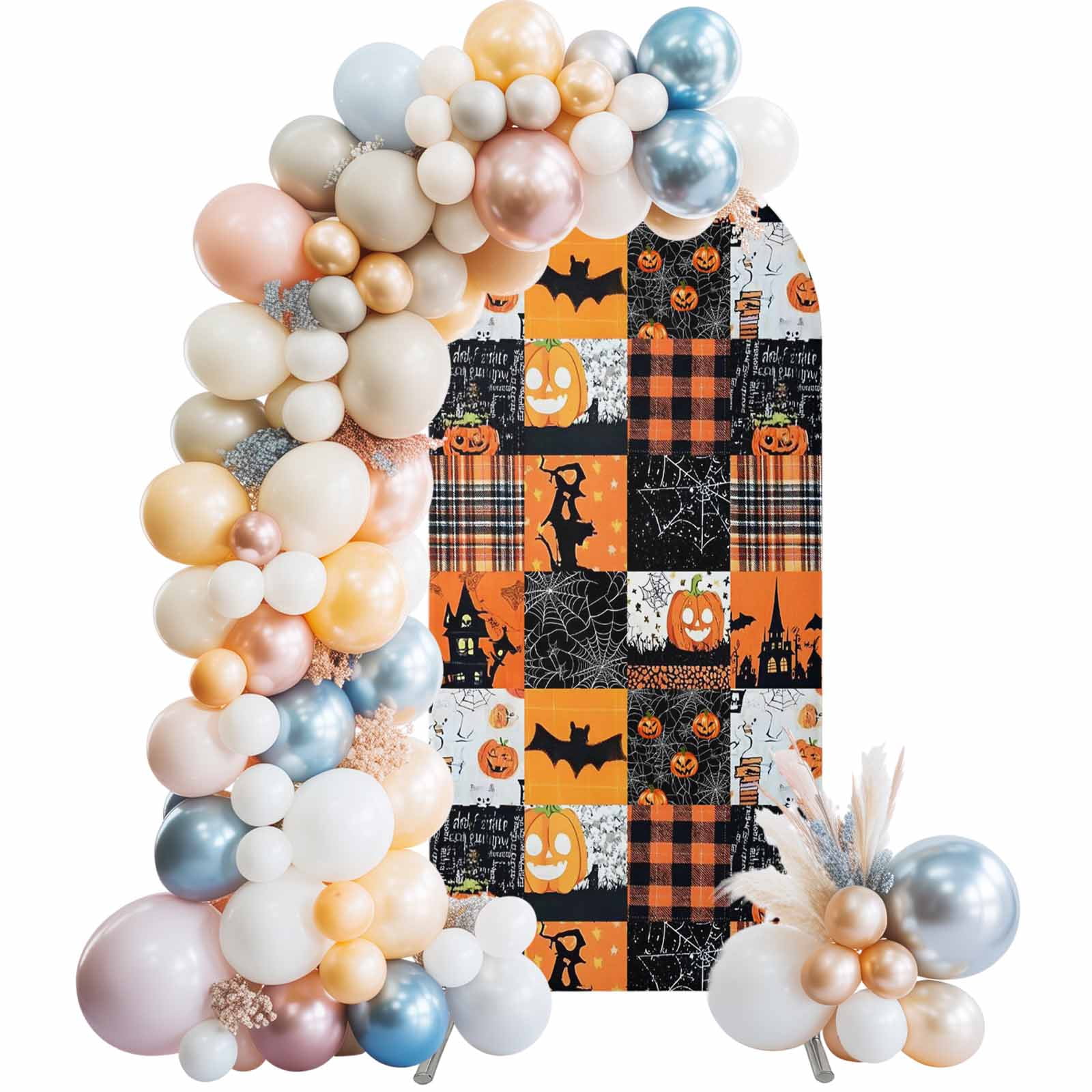 Check Halloween Arch Backdrop Cover 6x2.6 Ft, Spandex Wedding Arch ...