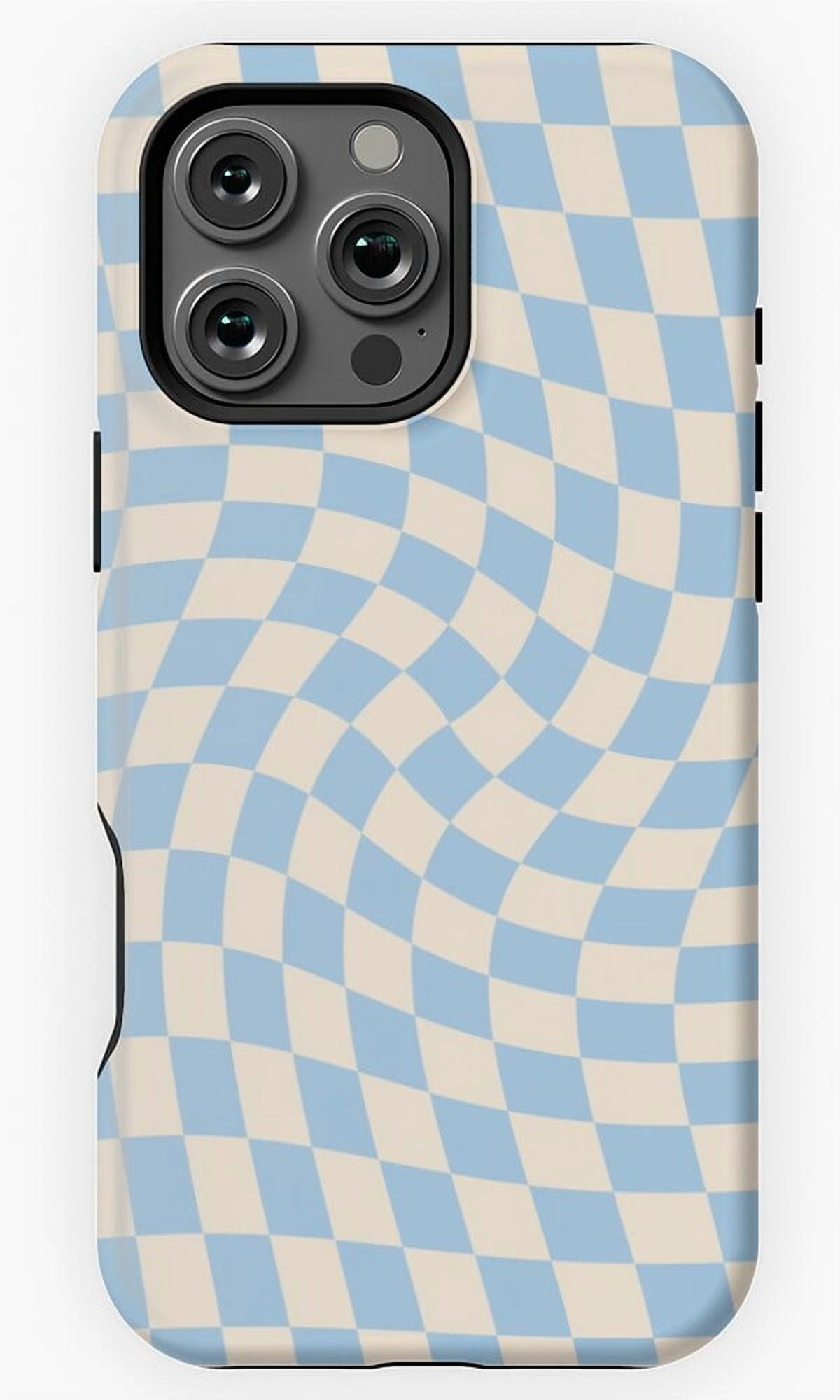 Check II Baby Blue Abstract Pattern Art iPhone 11–16 Pro Max Compatible ...