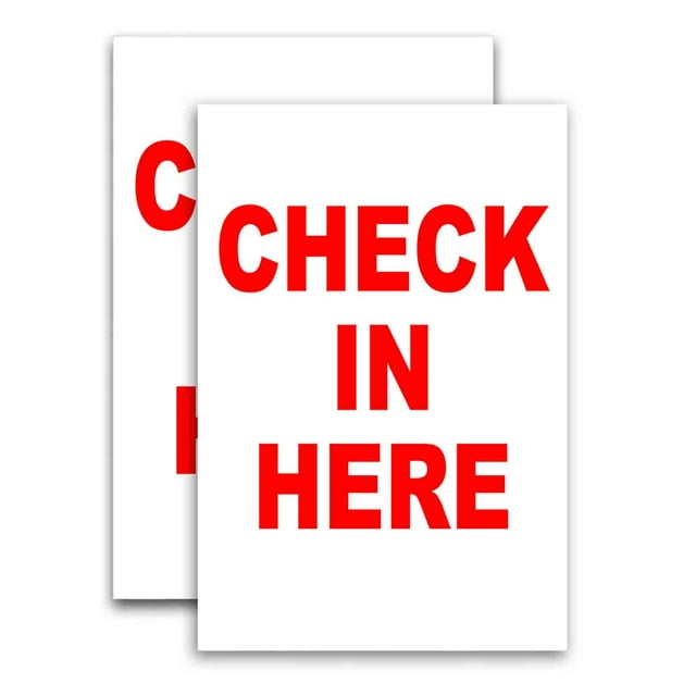 Check In Here (24" X 36") Vinyl Decal Only (Pack of 2) |Sign|Sticker ...