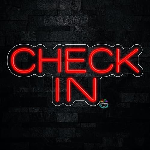 Check In LED Neon Sign 22"L x 10"H #32145 - Walmart.com