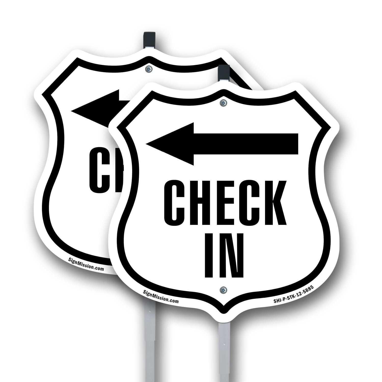 Check-In Left (2 Pack) 12 inch X 12 inch Shield Shaped Rust-Free ...