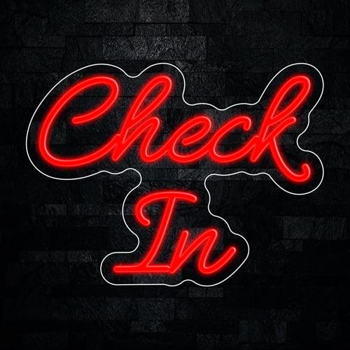 Check In Neon LED Sign 16"L x 12"H #33008 - Walmart.com