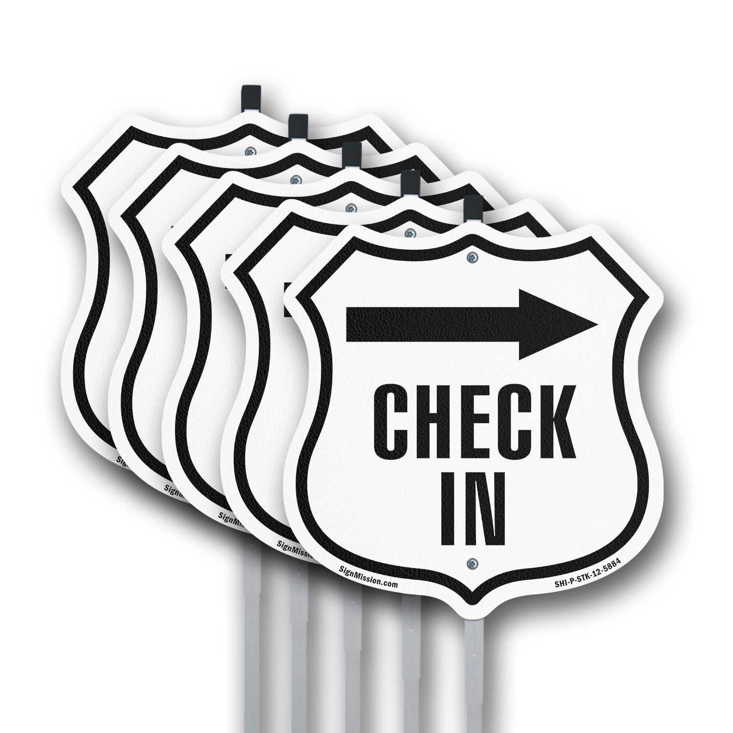 Check-In Right (5 Pack) 12 inch X 12 inch Shield Shaped Commercial ...