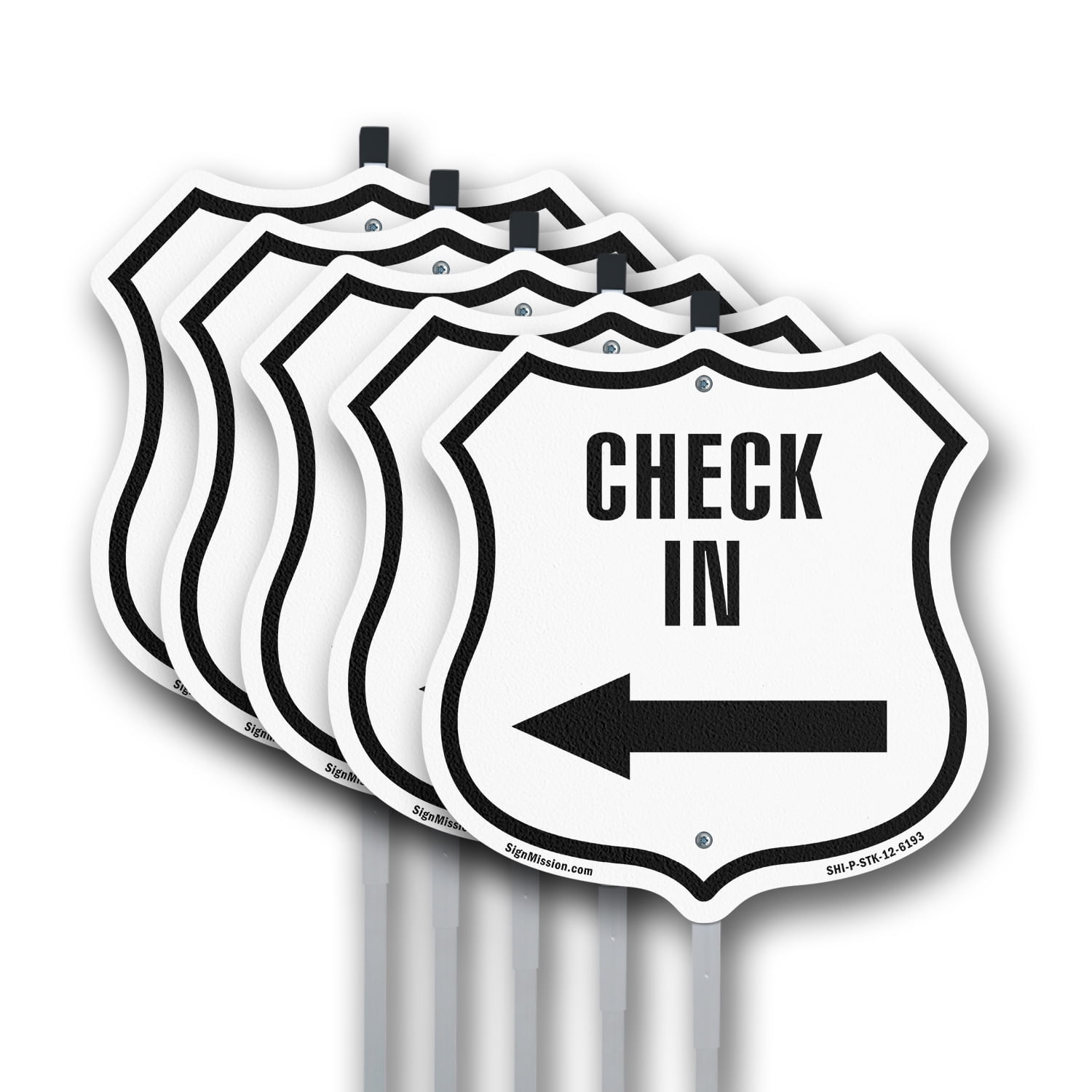 Check-In Right Arrow (5 Pack) 12 inch X 12 inch Shield Shaped ...