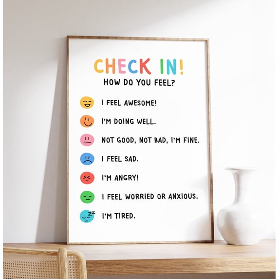 Check In Self Care Daily Checklist Therapist Office Feelings ...