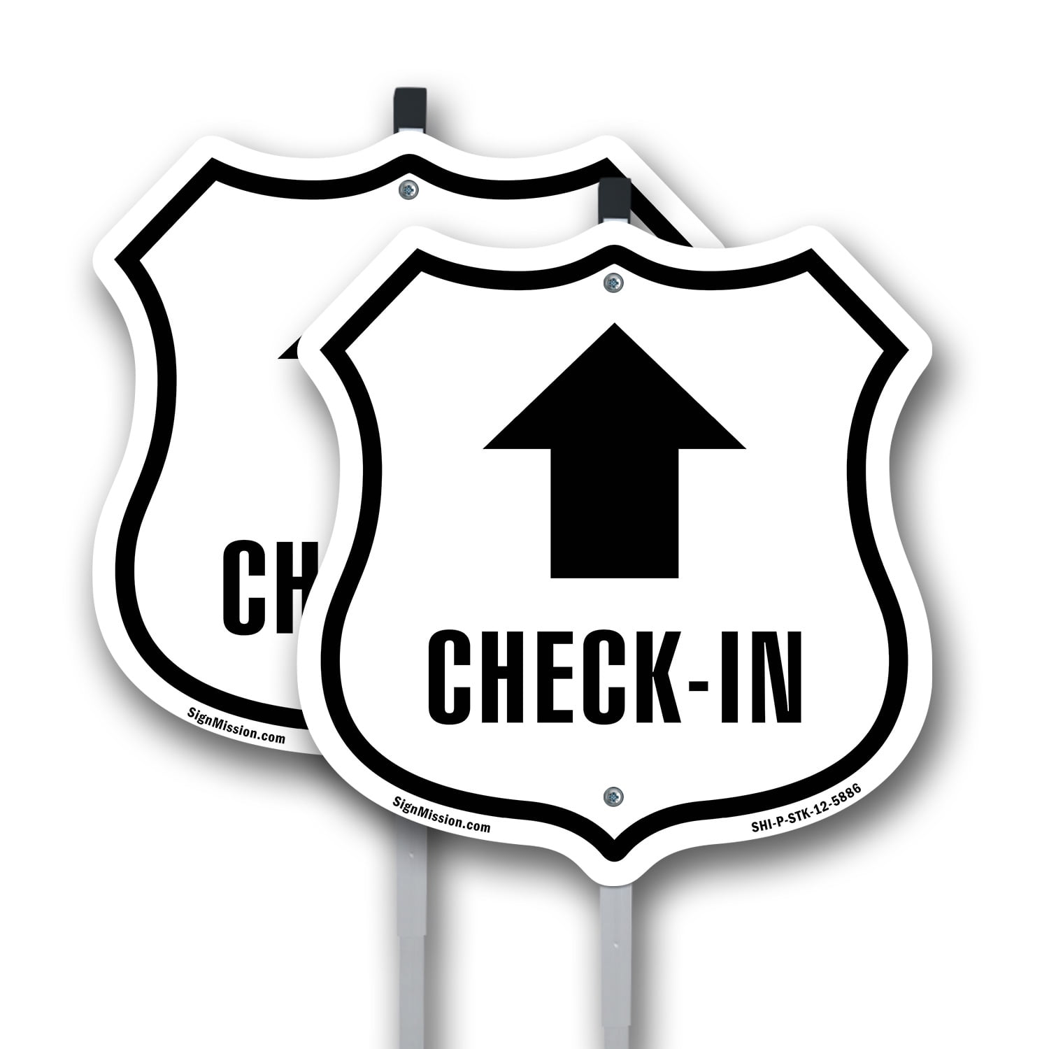 Check-In Up (2 Pack) 12 inch X 12 inch Shield Shaped Rust-Free Aluminum ...