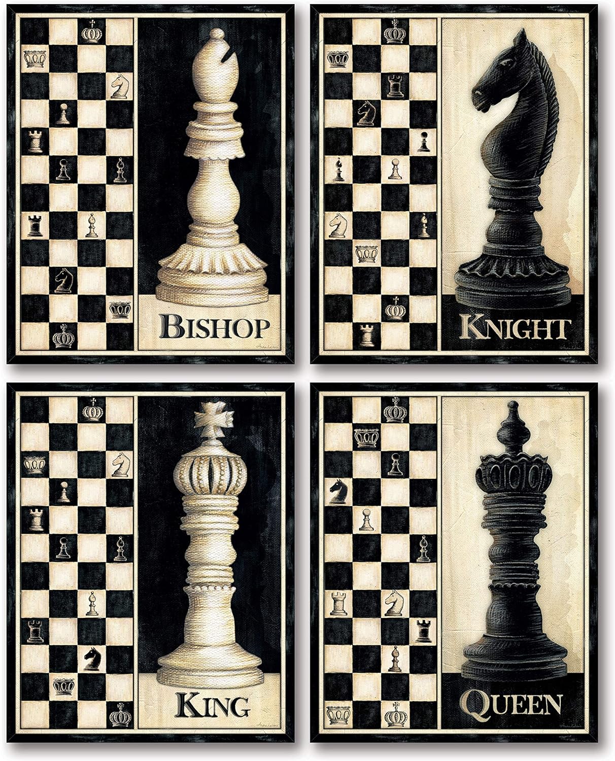 Check Mate! Classic King, Queen, Knight, Bishop Chess Piece Sign; Four ...