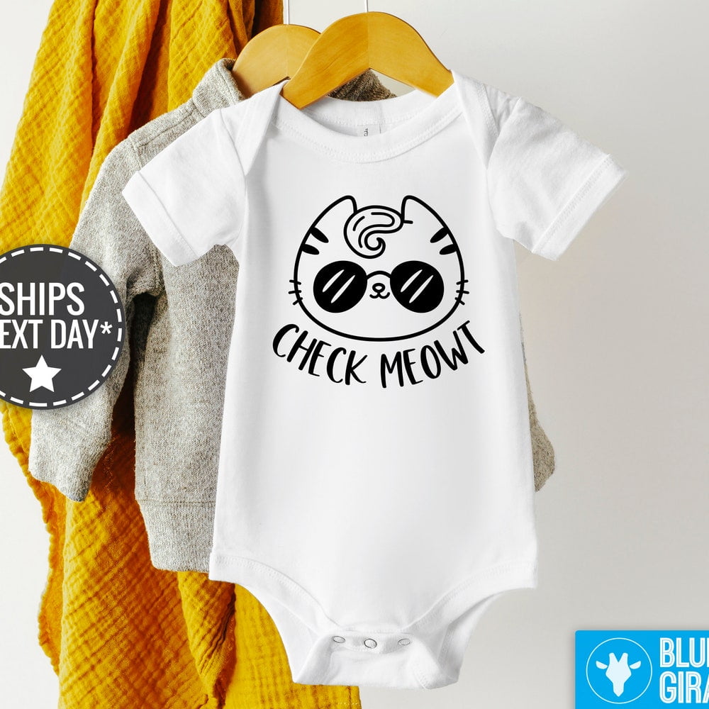 Check Meowt Baby Onesie, Funny Cat Baby Bodysuit, Cat Lover Baby ...