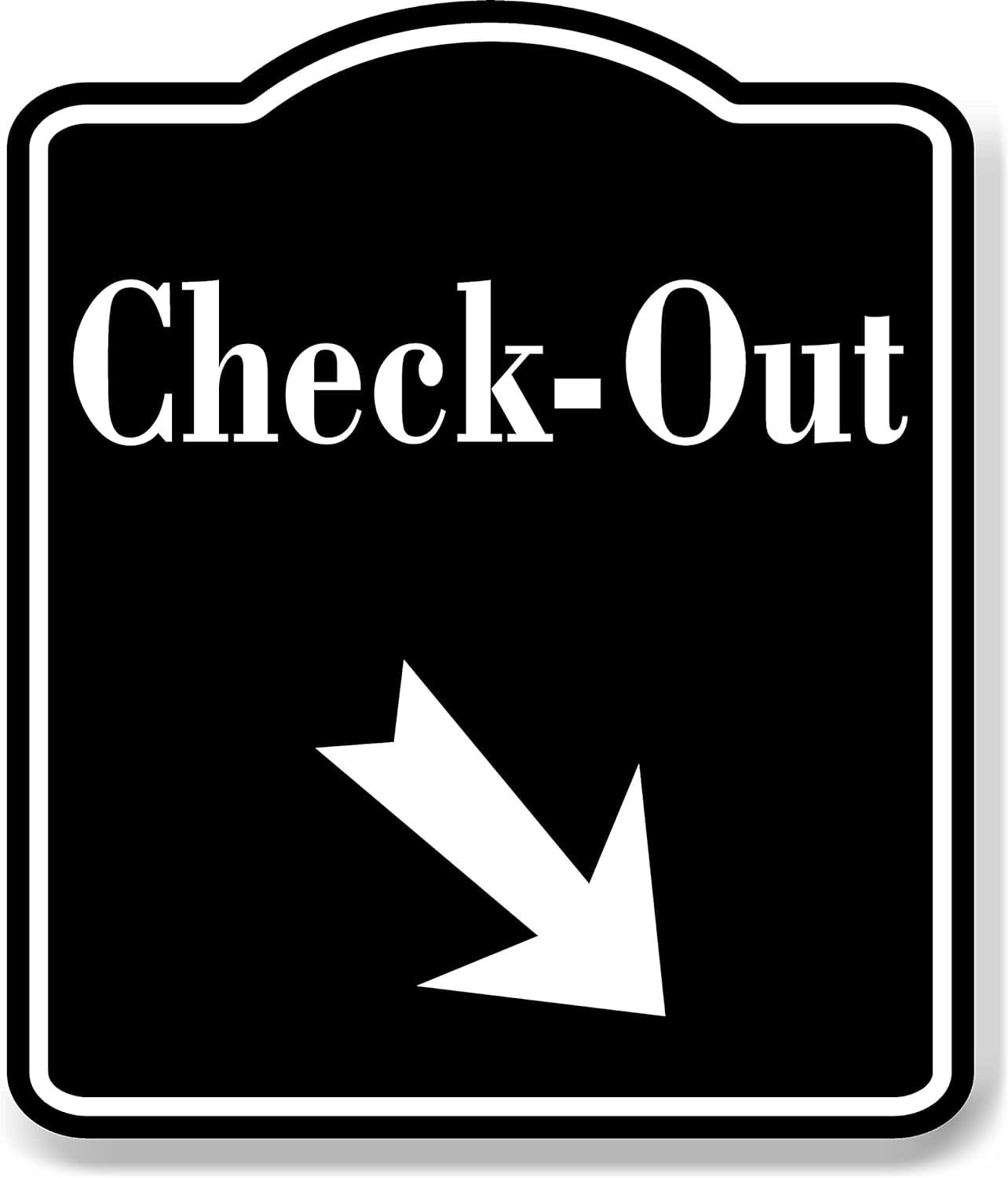 Check-Out 45 Degree Down Right Arrow BLACK Aluminum Composite Sign, 8.5 ...