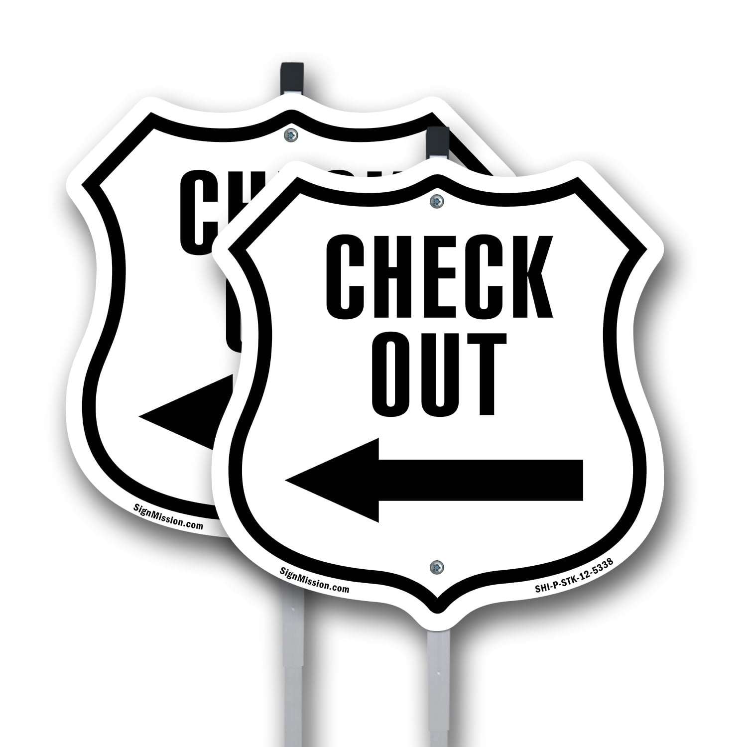 Check-Out Left (2 Pack) 12 inch X 12 inch Shield Shaped Commercial ...