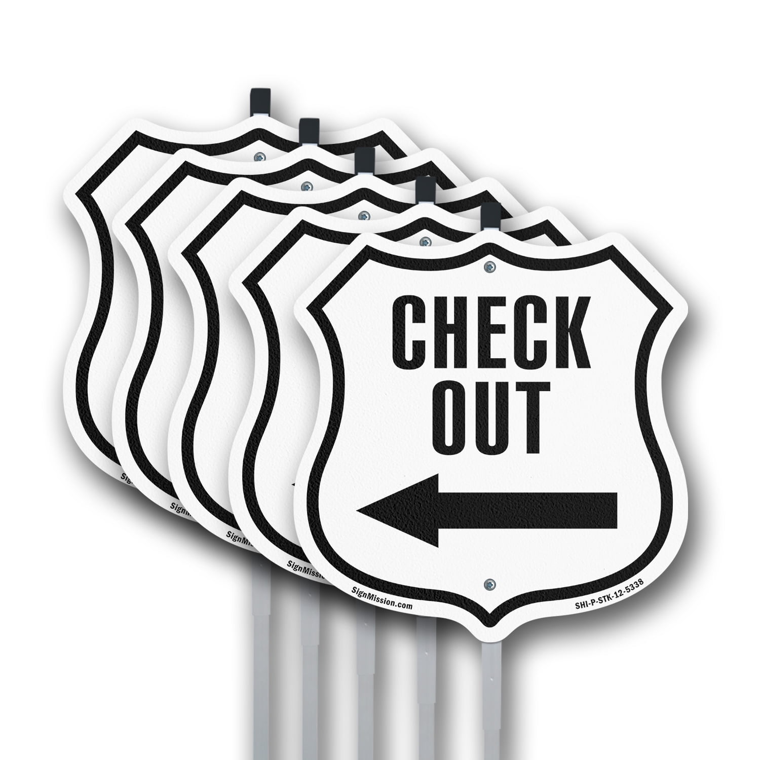 Check-Out Left (5 Pack) 12 inch X 12 inch Shield Shaped Rust-Free ...
