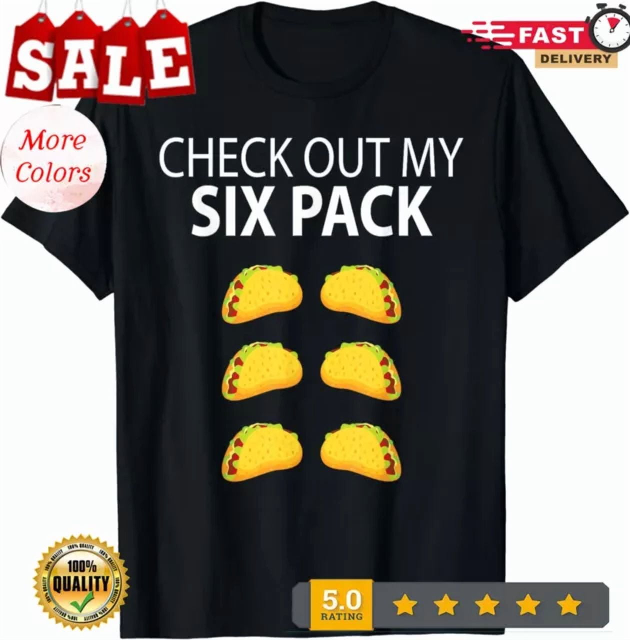 Check Out My Six Pack Fun Taco Cute Gifts Unisex T-Shirt - Walmart.com