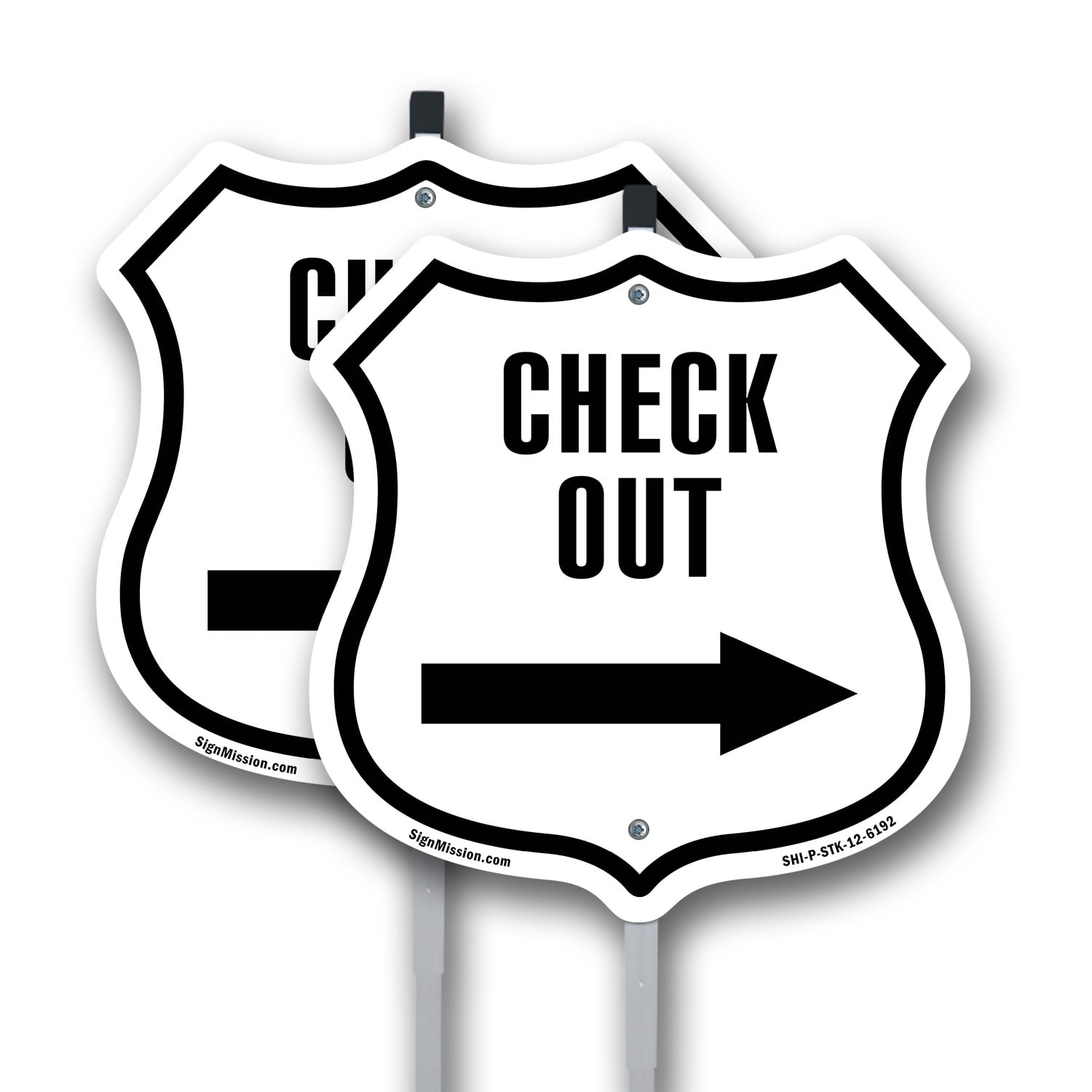 Check-Out Right Arrow (2 Pack) 12 inch X 12 inch Shield Shaped ...
