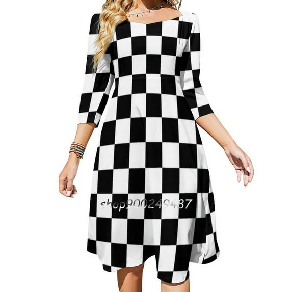 Check Pattern Checks Checkered Black & White. Evening Party Dresses ...