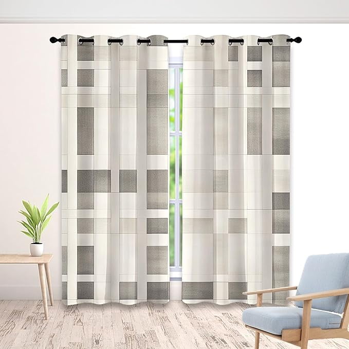 Check Pattern Curtains For Bedroom, Plaid Blackout Curtains For Living ...