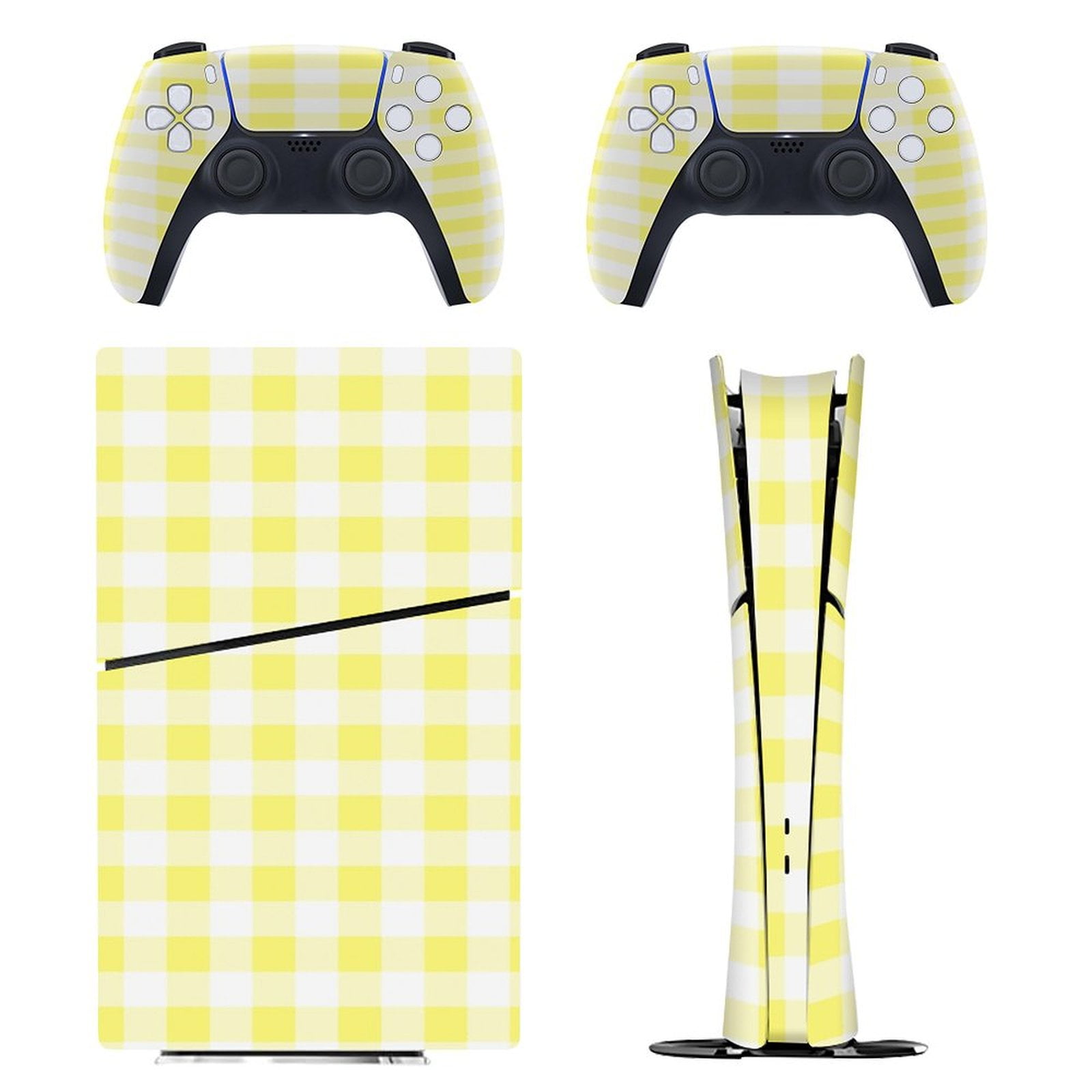 Check Pattern Yellow And White PS5/PS5 Pro/PS5 Slim Digital Disc Skin ...