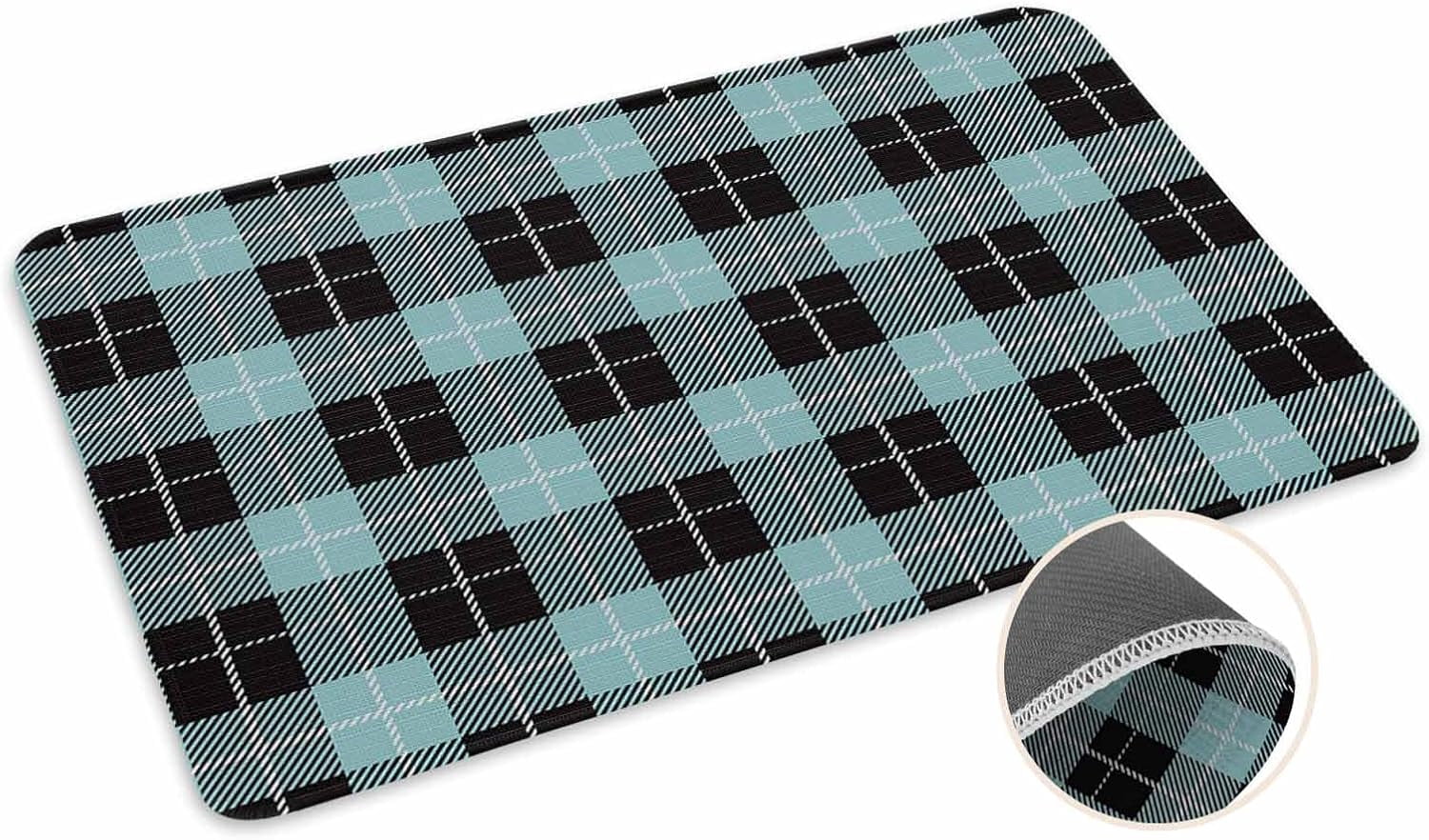 Check Plaid Doormat Geometric Pattern Welcome Mat Non Slip Rubber ...