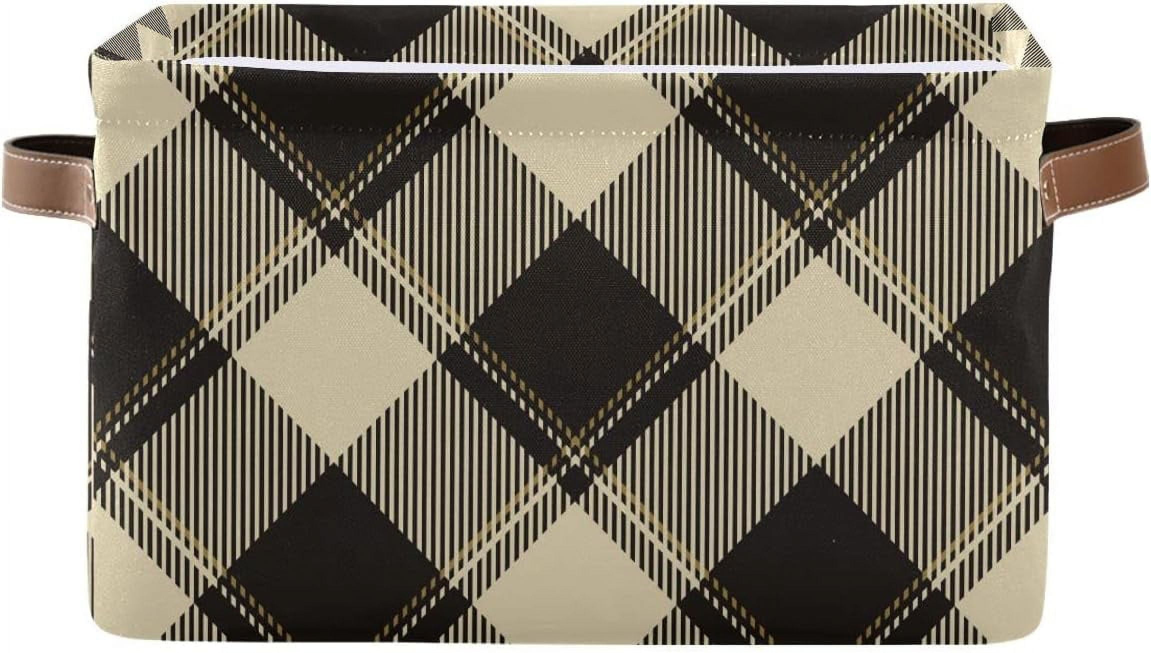 Check Plaid Tartan Square Storage Basket Storage Bins Canvas Storage ...