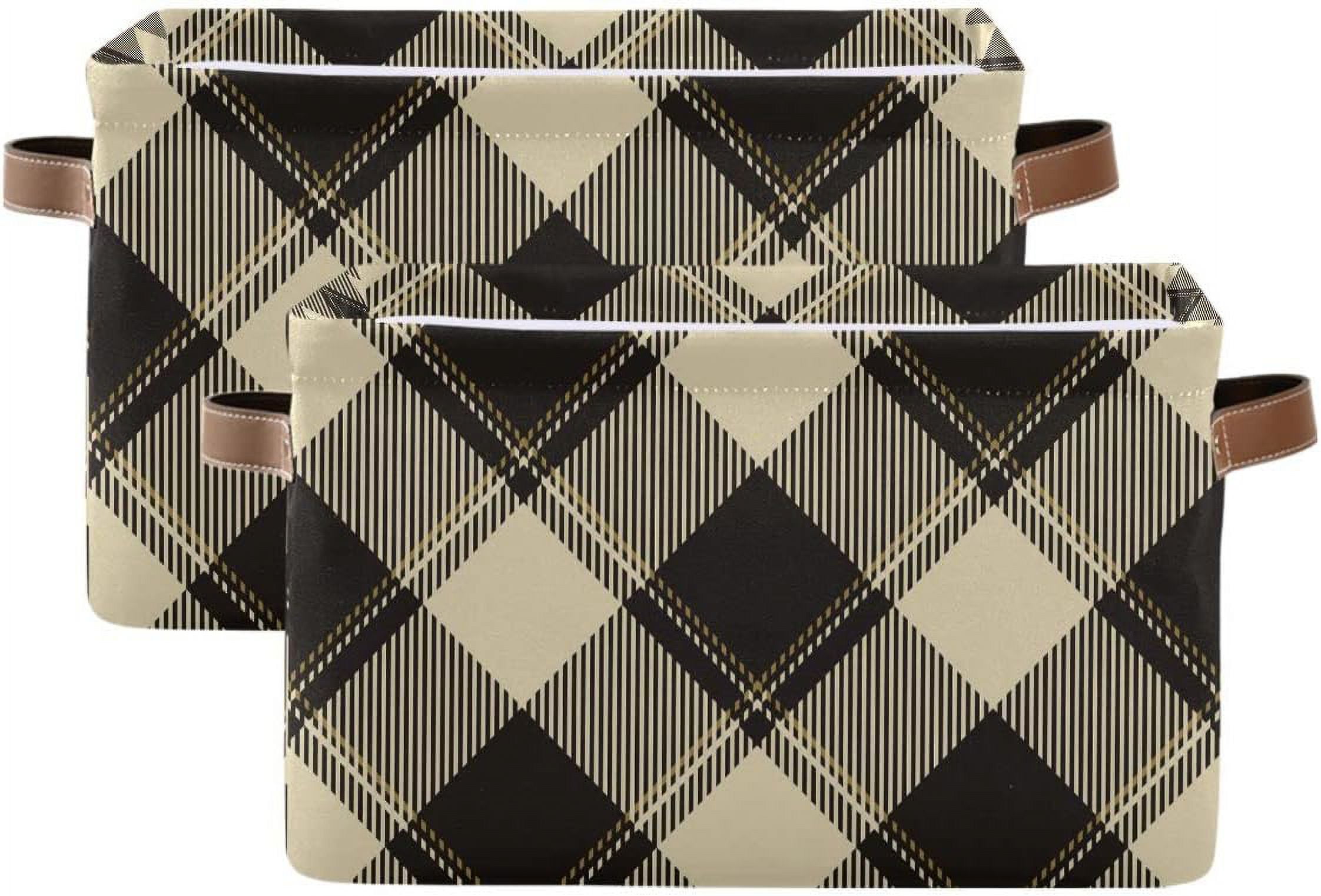 Check Plaid Tartan Square Storage Basket Storage Bins Canvas Storage ...