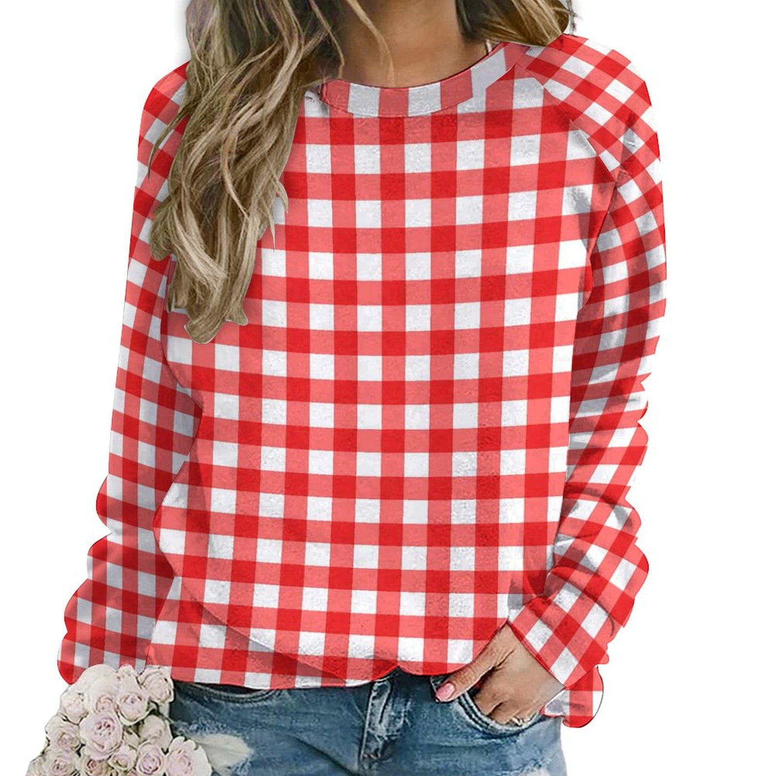 Check Print Hoodies Black and White Contrast Classic Oversized Hoodie Female Long Sleeve Pretty ...