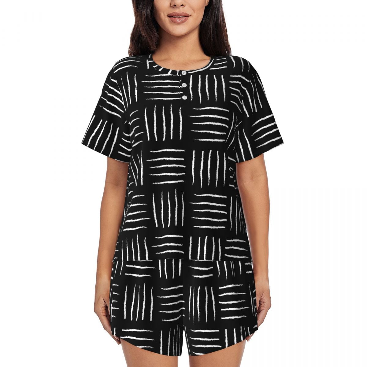 Check Print Pajamas Red and Pink Short Sleeves Kawaii Pajama Sets 2 ...