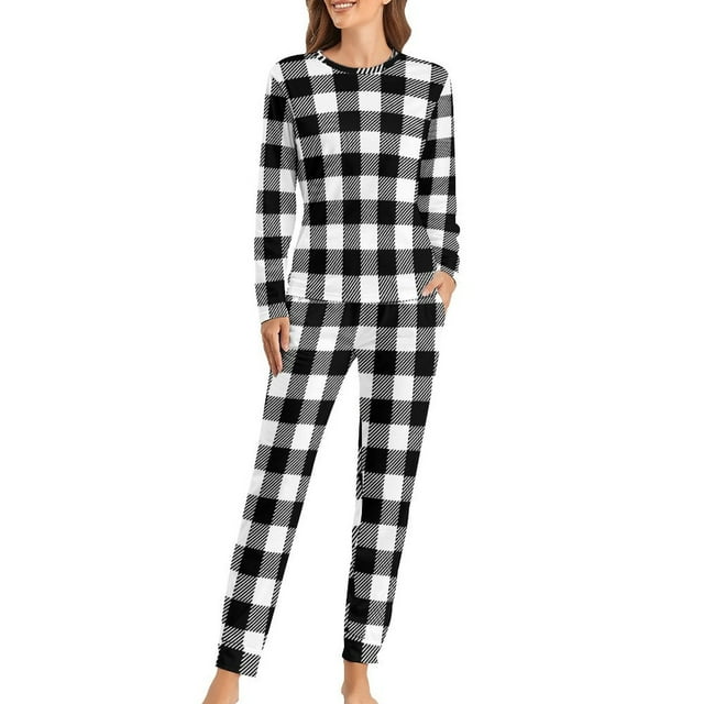 Check Print Pajamas Women Modern Checkerboard Cute Sleepwear Spring 2 ...