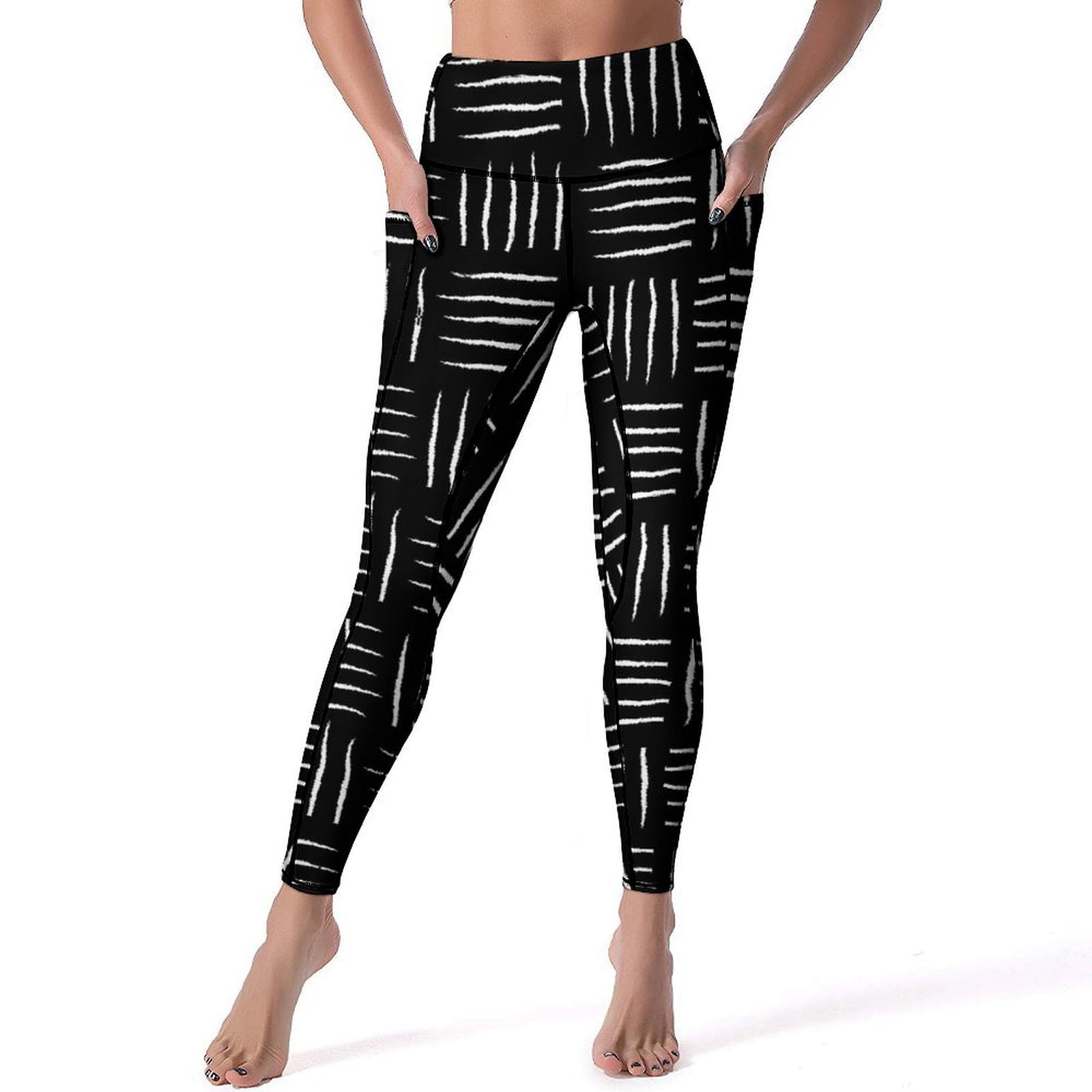 Check Print Yoga Pants Women Black and Purple Leggings Push Up Retro Yoga Legging Stretchy ...