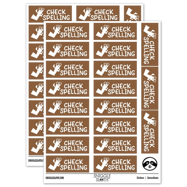 Check Spelling Teacher Student School Sticker Set - Brown - Gloss ...