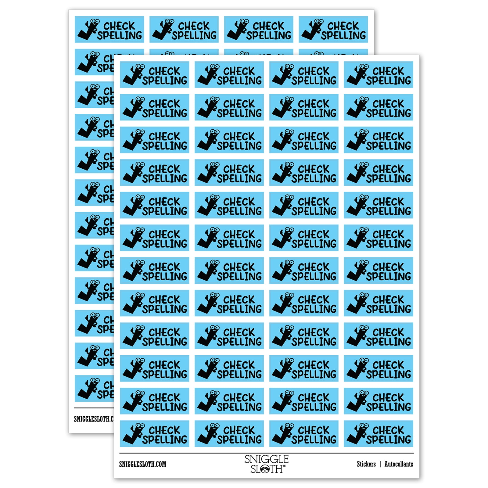 Check Spelling Teacher Student School Sticker Set - Light Blue - Gloss ...