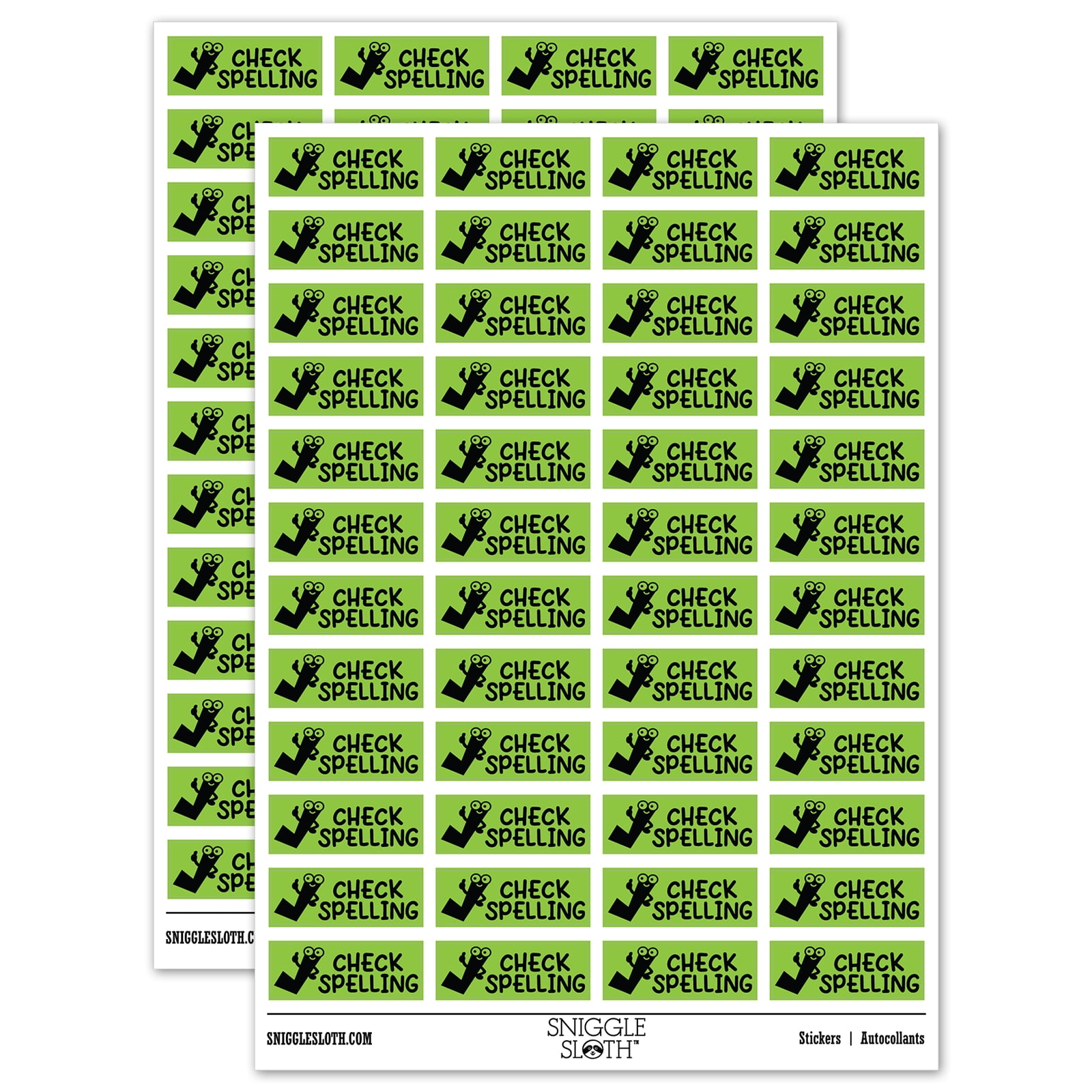 Check Spelling Teacher Student School Sticker Set - Light Green - Gloss ...
