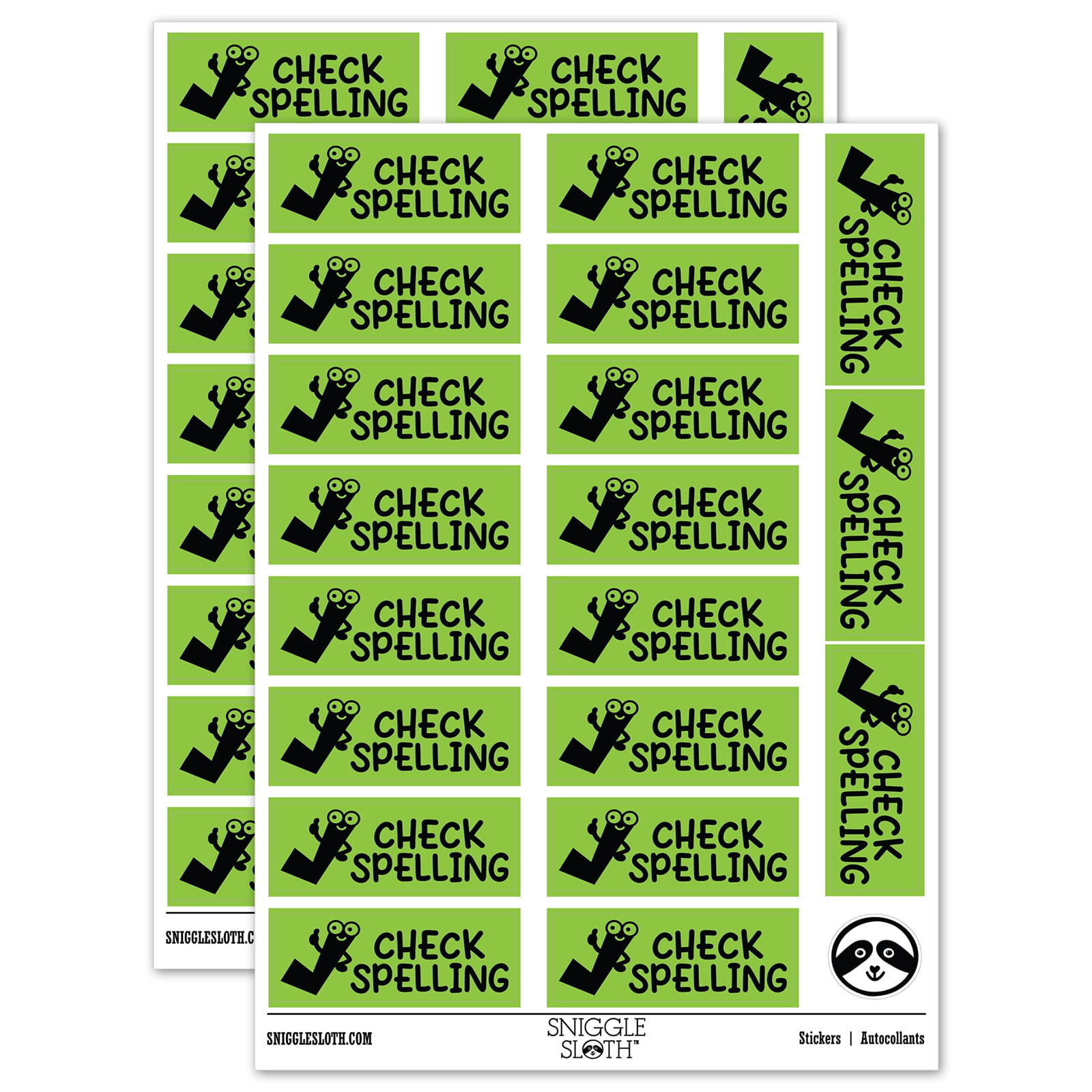 Check Spelling Teacher Student School Sticker Set - Light Green - Matte ...