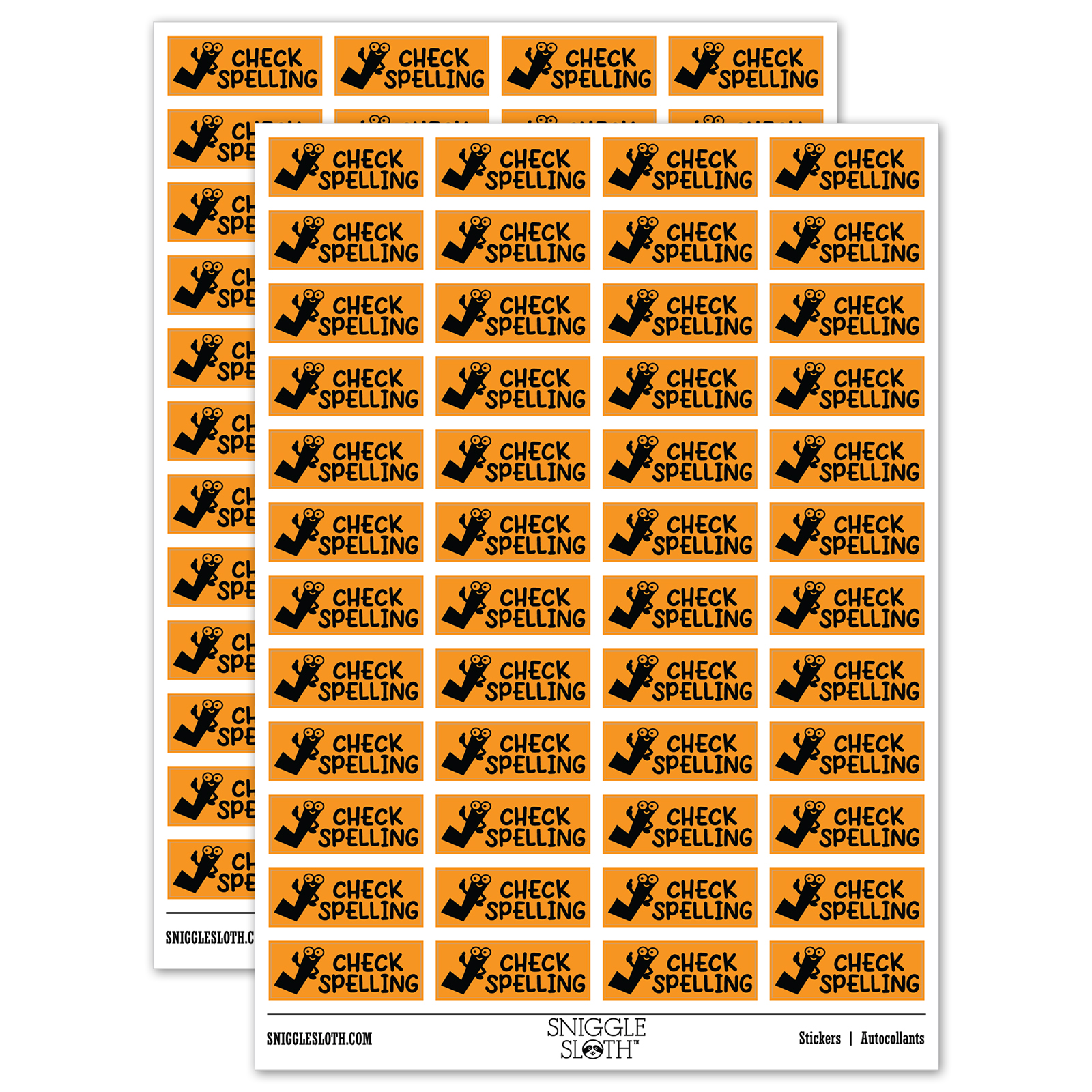 Check Spelling Teacher Student School Sticker Set - Orange - Gloss ...