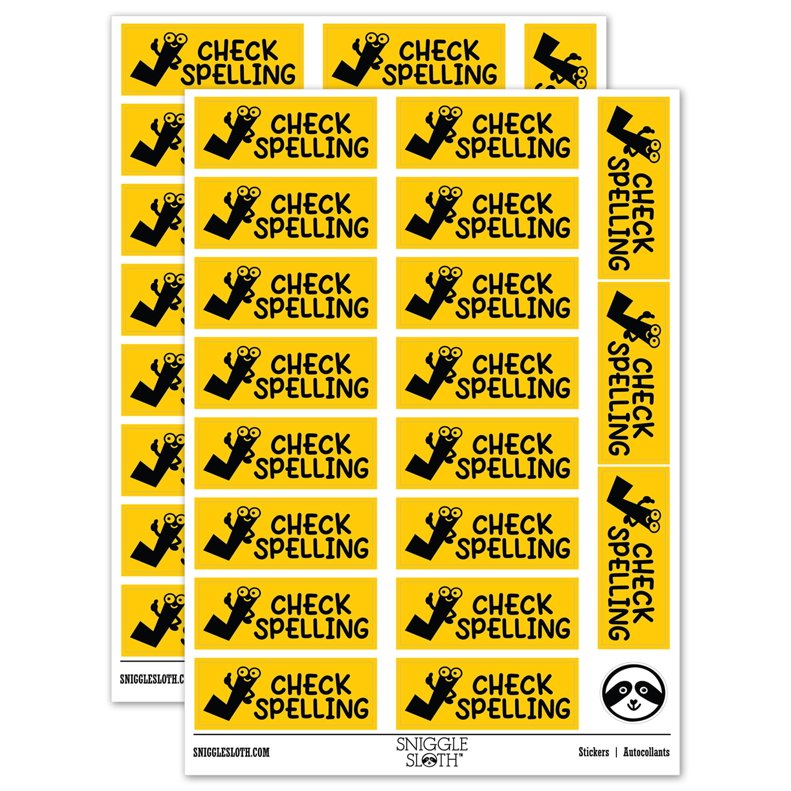 Check Spelling Teacher Student School Sticker Set - Yellow - Gloss ...